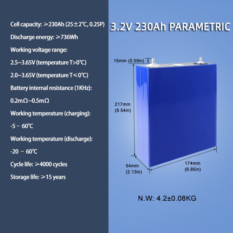 3.2V 230Ah Lifepo4 Prismatic Rehchargeable Battery Cell